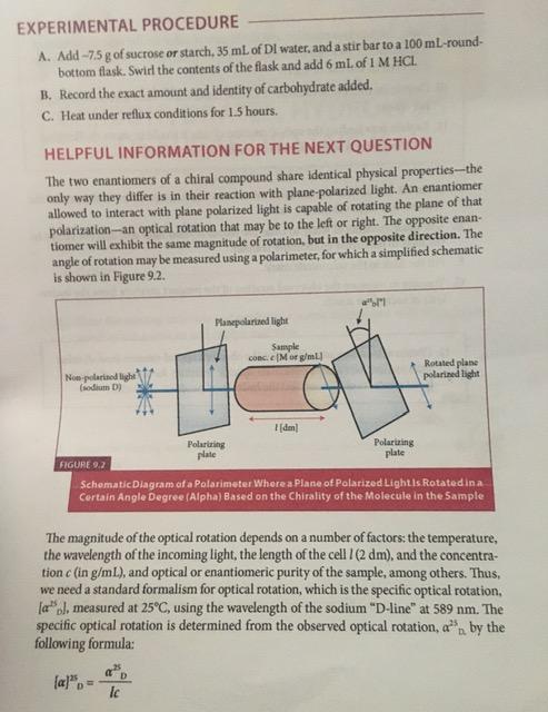 Solved EXPERIMENTAL PROCEDURE A. Add-7.5 g of sucrose or | Chegg.com