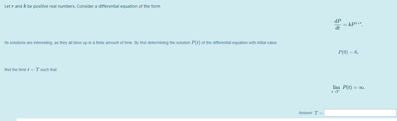 Solved Let rr and kk be positive real numbers. Consider a | Chegg.com