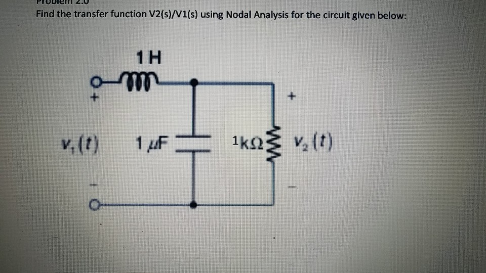 Solved Find the transfer function V2(s)/V1(s) using Nodal | Chegg.com