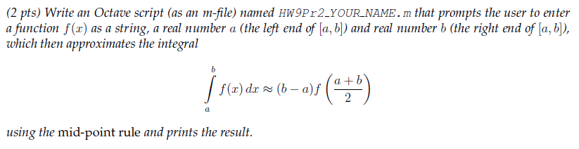 Solved 2 Pts Write An Octave Script As An M File Named 6519