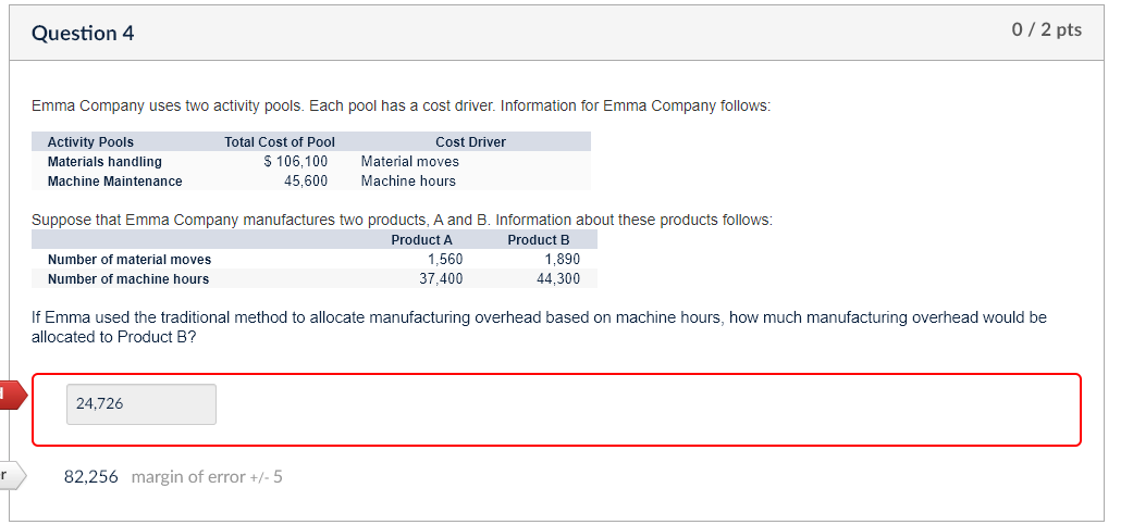Emma Company uses two activity pools. Each pool has a | Chegg.com