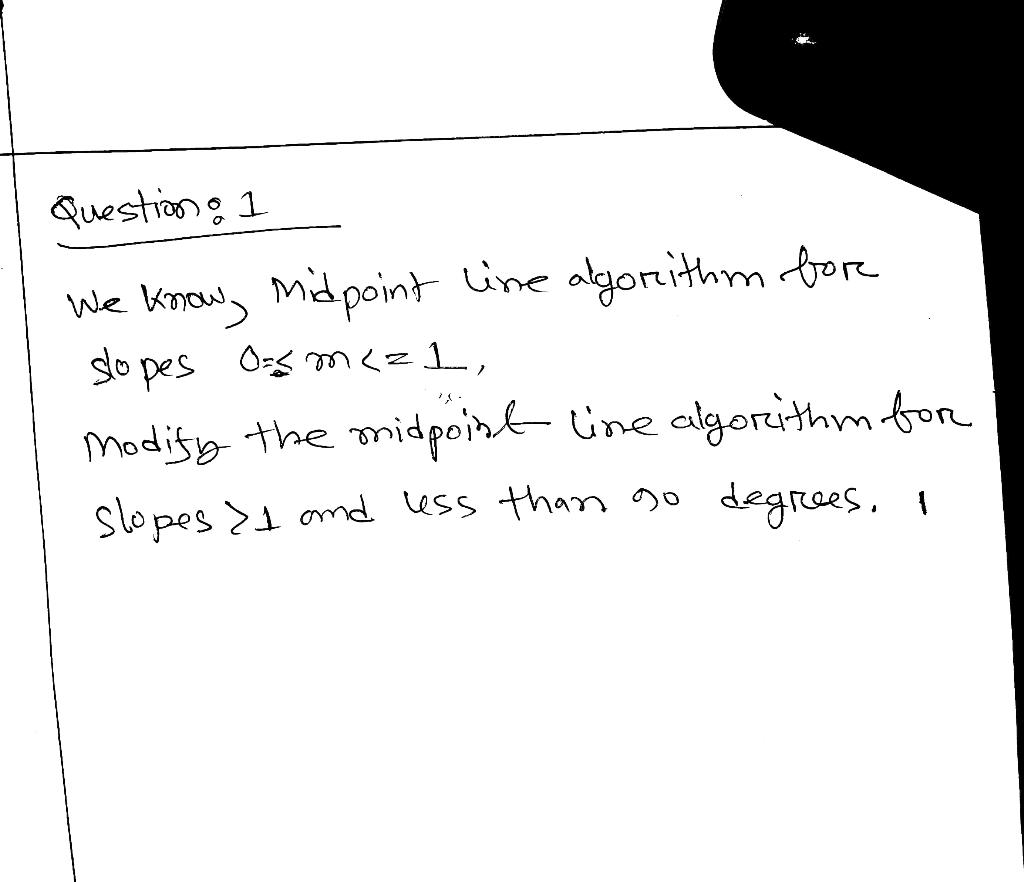 Question 1 We know, midpoint line algorithm for | Chegg.com