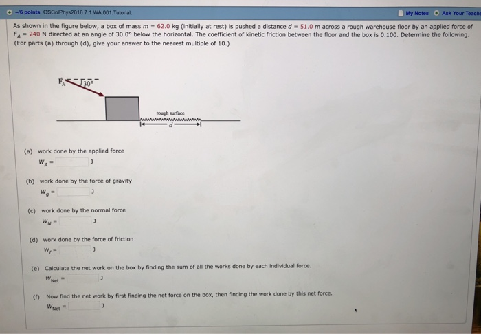 Solved 16 Points Oscolphys2016 7 1 Wa 001 Tutorial My Notes