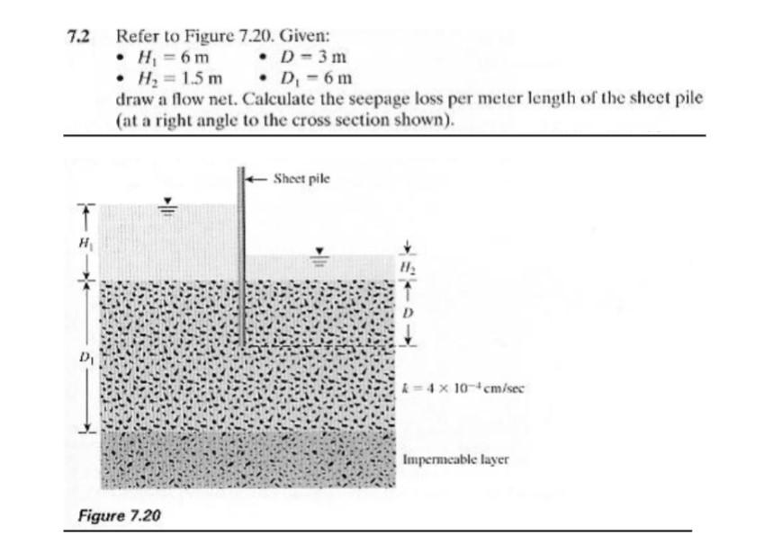 Solved 7.2 Refer to Figure 7.20. Given: - H1=6 mD=3 m - | Chegg.com