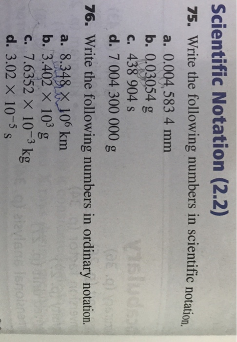 Solved Write the following numbers in scientific notation. | Chegg.com