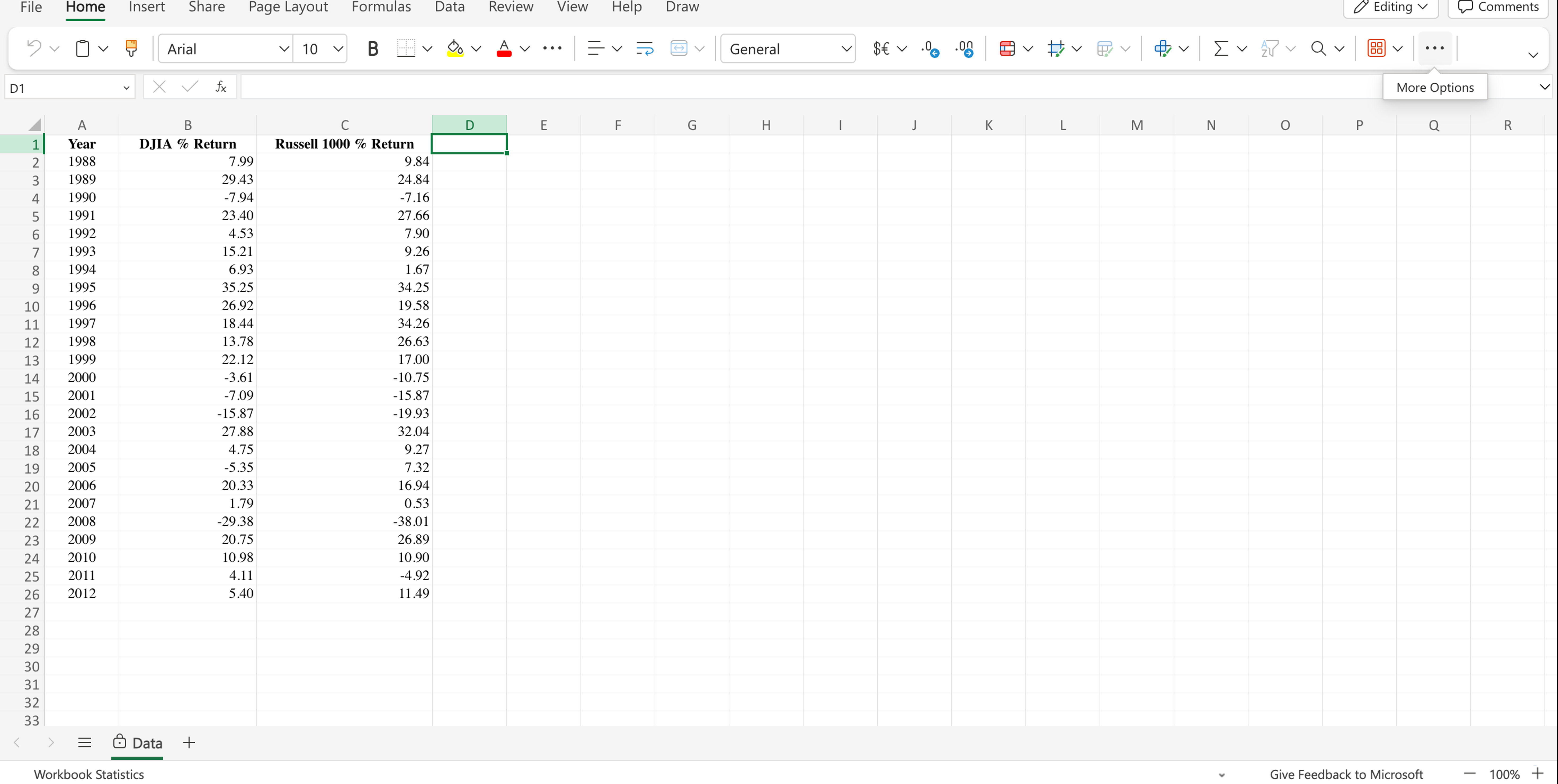 Solved help giving the annual percentage returns for each of | Chegg.com
