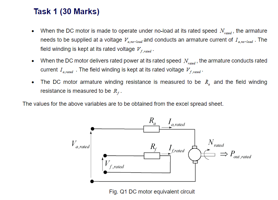 Solved Task 1 (30 Marks) . rated When the DC motor is made | Chegg.com