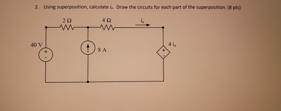 Solved 2. Using superposition, calculate ix. Draw the | Chegg.com