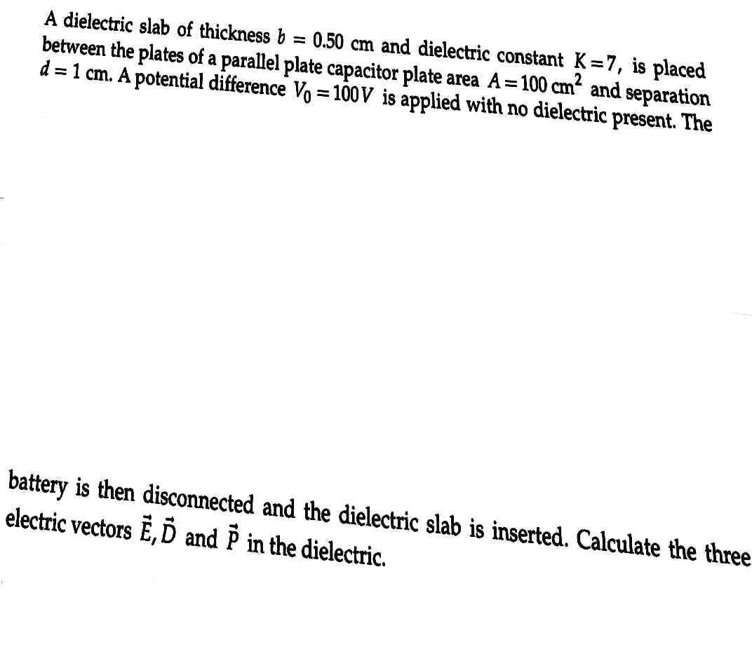 Solved A dielectric slab of thickness b=0.50 cm and | Chegg.com
