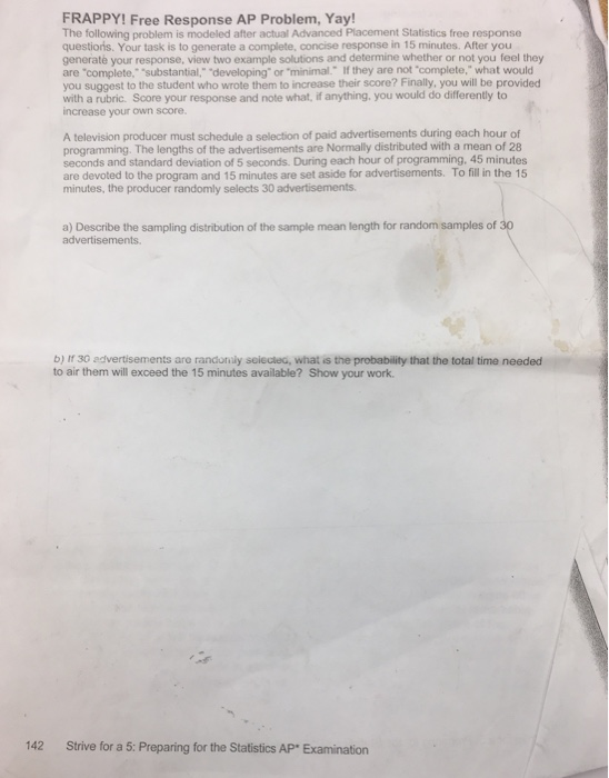 Solved FRAPPY! Free Response AP Problem, Yay! The following | Chegg.com