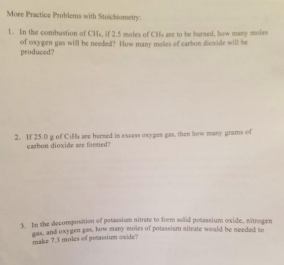 Solved More Practice Problems with Stoichiometry: 1. In the | Chegg.com