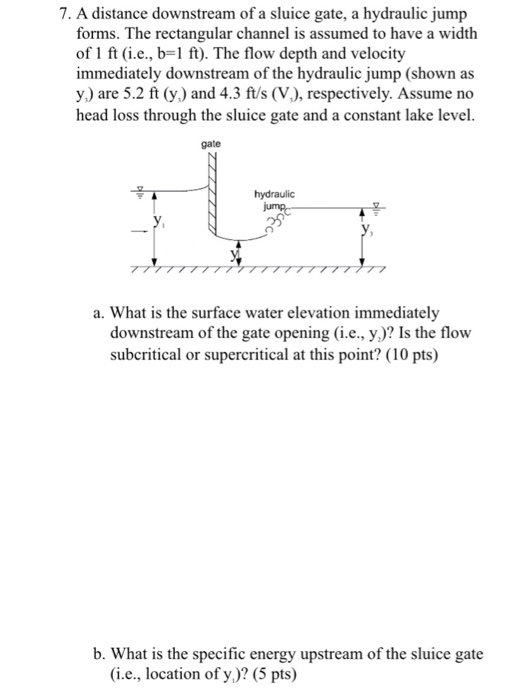 Solved 7. A distance downstream of a sluice gate, a | Chegg.com