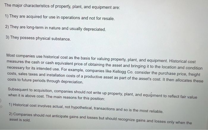 Solved The major characteristics of property, plant, and | Chegg.com