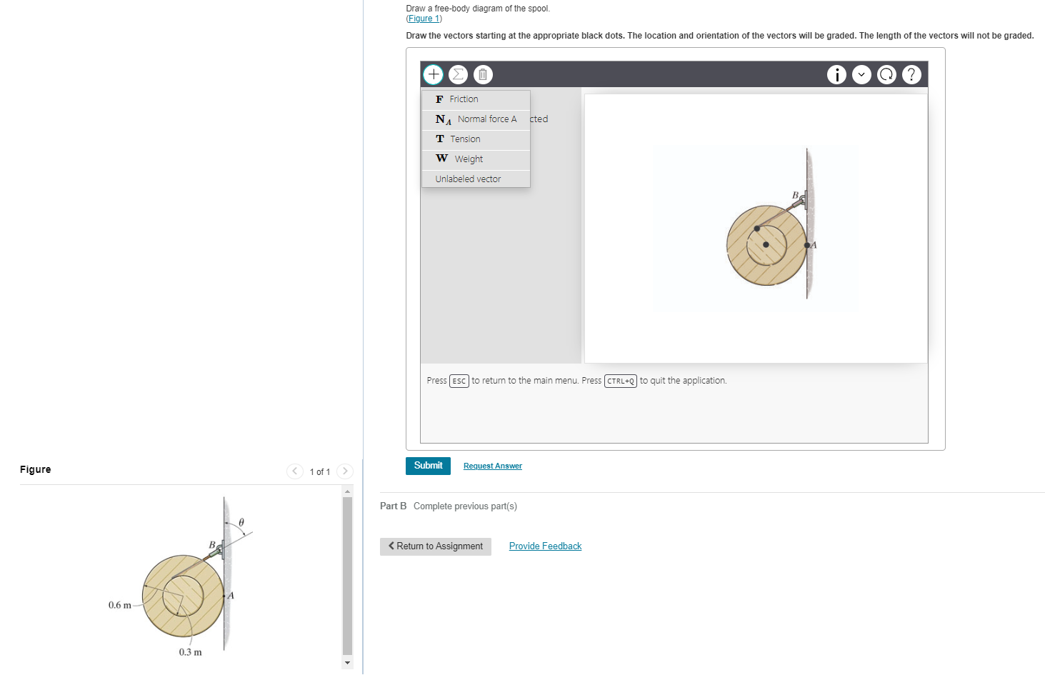 Solved Draw a free-body diagram of the spool. (Figure 1) | Chegg.com