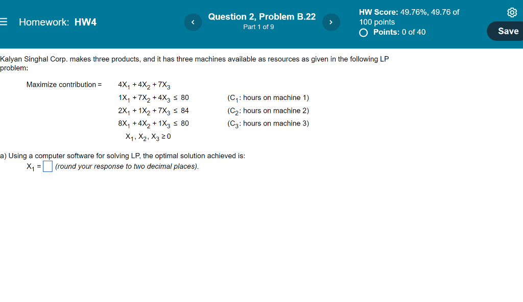 Solved E Homework: HW4 Question 2, Problem B.22 Part 1 of 9 | Chegg.com