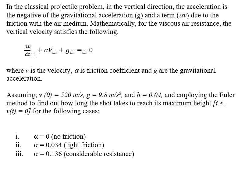 Solved In the classical projectile problem, in the vertical | Chegg.com