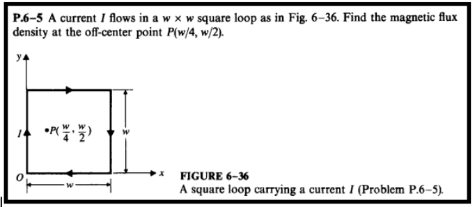 Solved P.6-5 A current I flows in a w x w square loop as in | Chegg.com