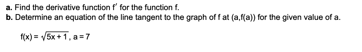 Solved a. ﻿Find the derivative function f' ﻿for the function | Chegg.com