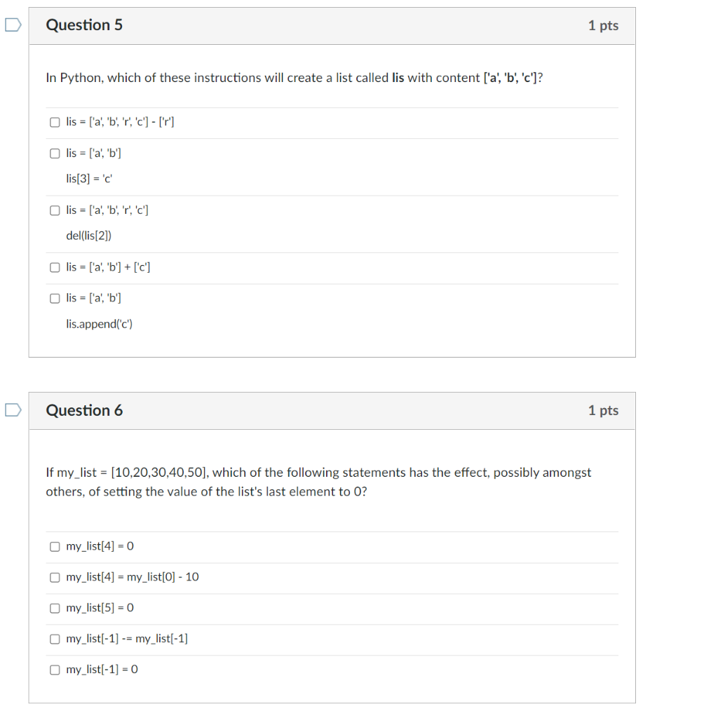 Solved In Python, which of these instructions will create a | Chegg.com