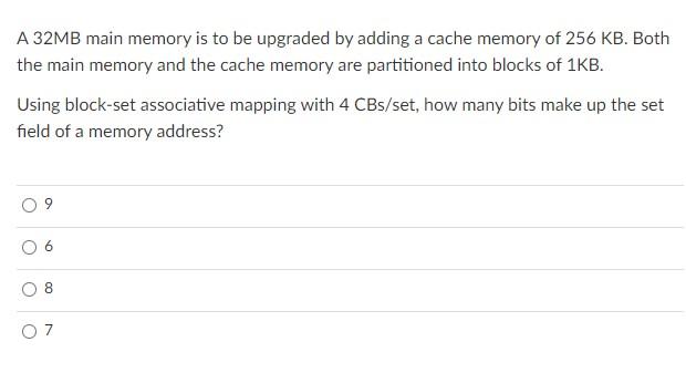 Solved A 32MB main memory is to be upgraded by adding a | Chegg.com