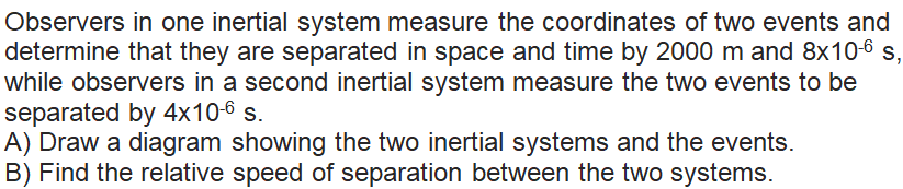 Solved Observers in one inertial system measure the | Chegg.com