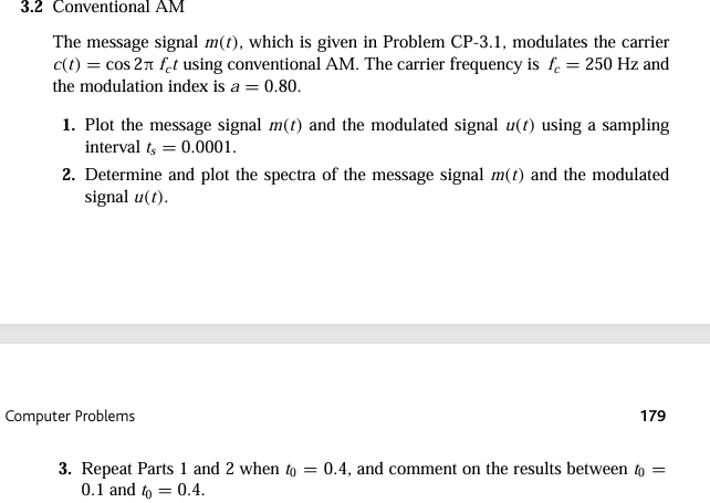 3.2 ﻿Conventional AMThe message signal m(t), ﻿which | Chegg.com