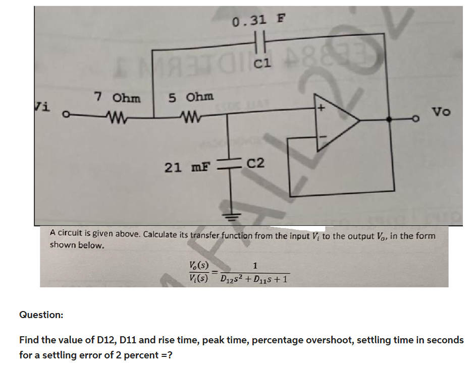 Solved A circuit is given above. Calculate its transfer | Chegg.com