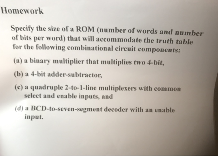 Solved Specify the size of a ROM (number of words and number | Chegg.com