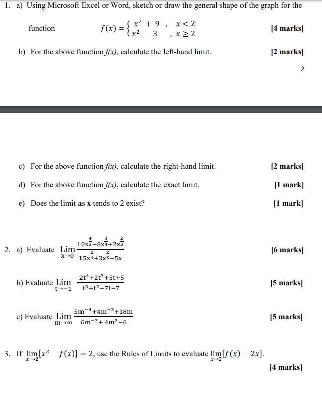 Solved function f(x)={x2+9,x2−3,x