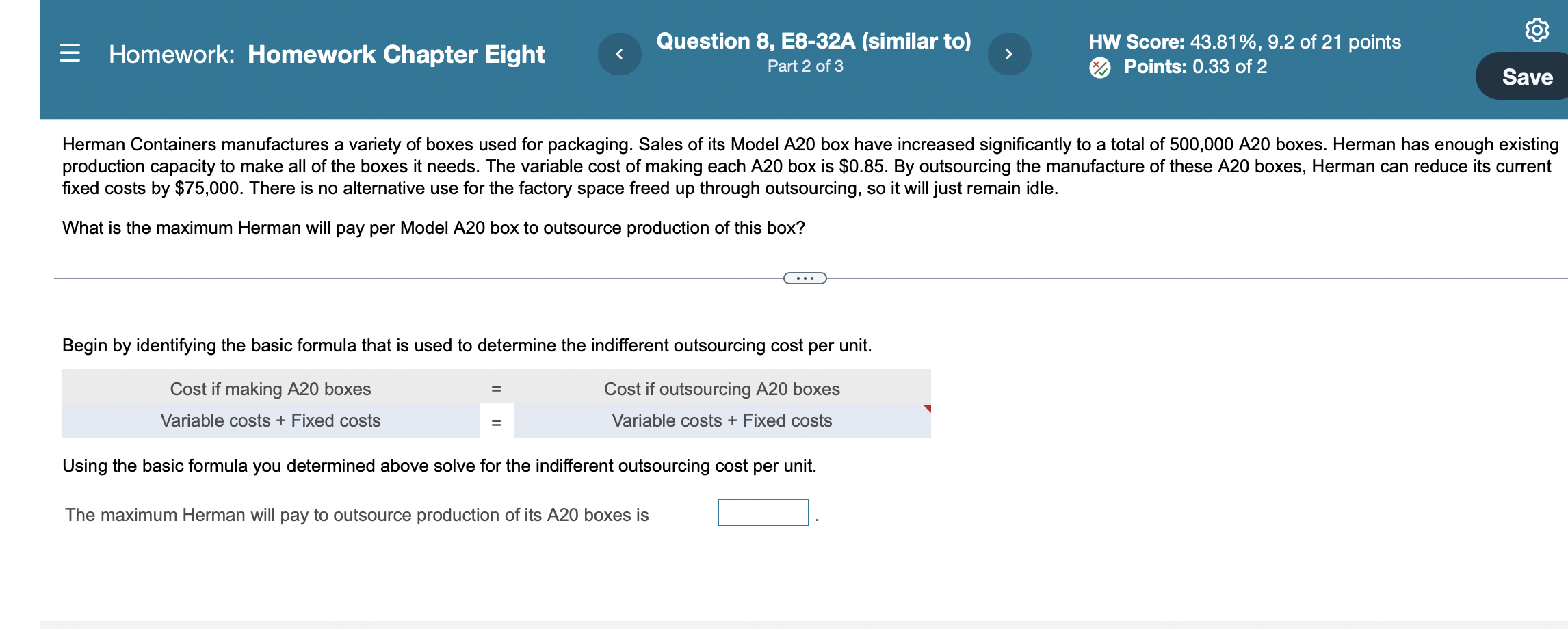 Solved Homework: Homework Chapter Eight Question 8, E8-32A | Chegg.com