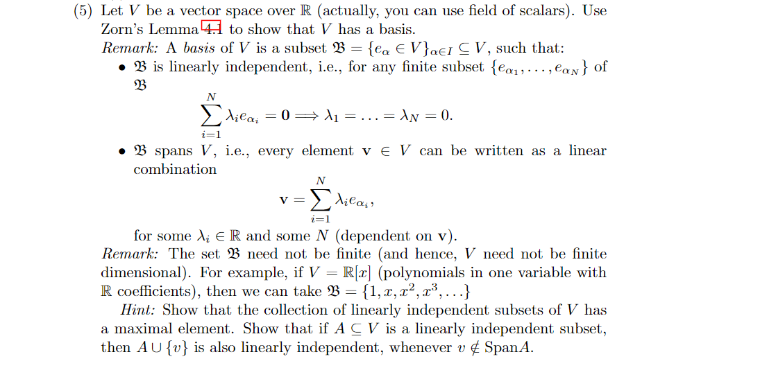 Solved 5) Let V be a vector space over R (actually, you can | Chegg.com