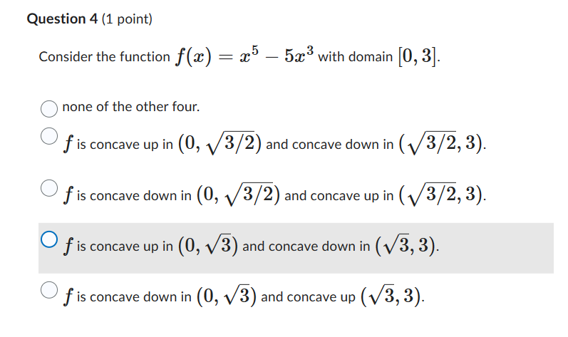 Solved Consider the function f(x)=x5−5x3 with domain [0,3]. | Chegg.com