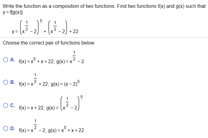 Solved Write the function as a composition of two functions. | Chegg.com