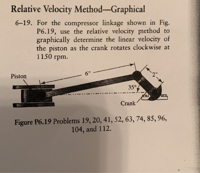 Solved Relative Velocity Method-Graphical 6-19. For the | Chegg.com
