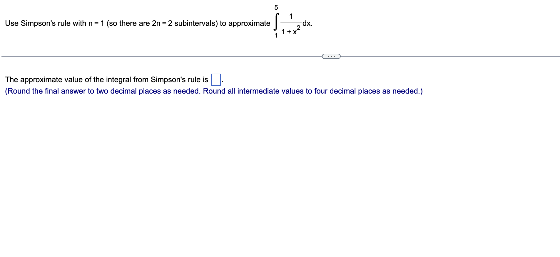 Solved Use Simpson's rule with n=1 (so there are 2n=2 | Chegg.com