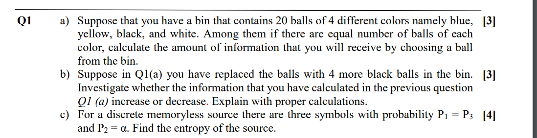 Solved a) Suppose that you have a bin that contains 20 balls | Chegg.com
