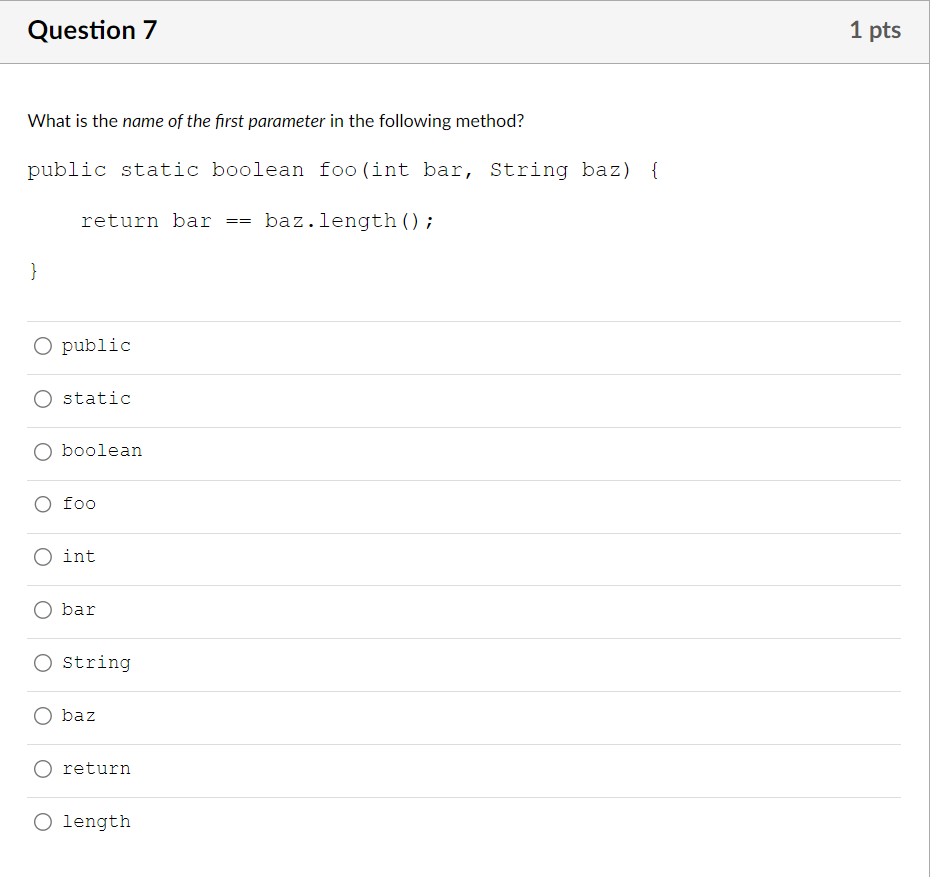 Solved What is the name of the first parameter in the | Chegg.com
