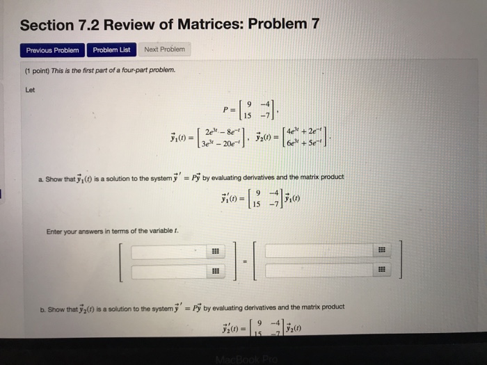 Solved Section 7.2 Review of Matrices: Problem 6 Previous | Chegg.com