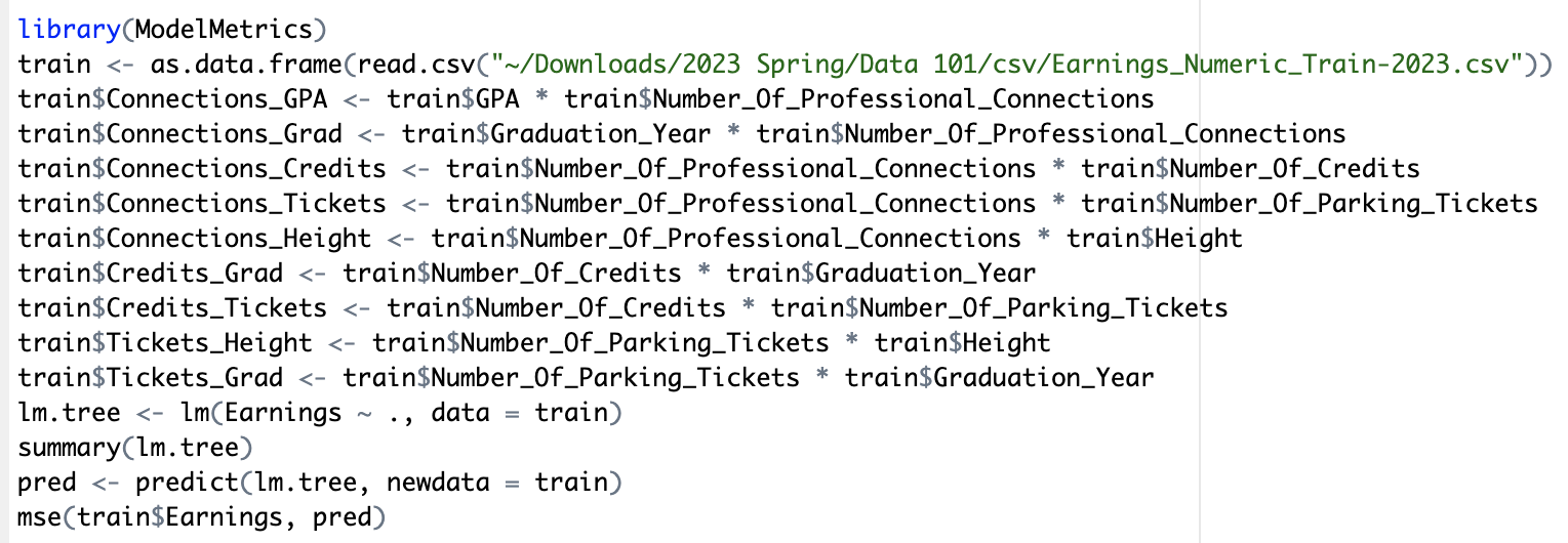 Solved How can I edit my linear regression model in R Studio | Chegg.com
