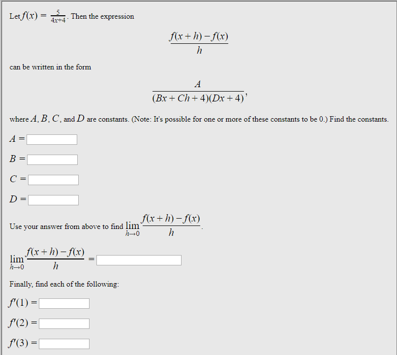 Solved Letf(x) = 4.4 Then the expression fx +h)-fx) can be | Chegg.com