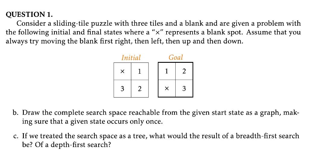 Solved QUESTION 1. Consider a sliding-tile puzzle with three | Chegg.com