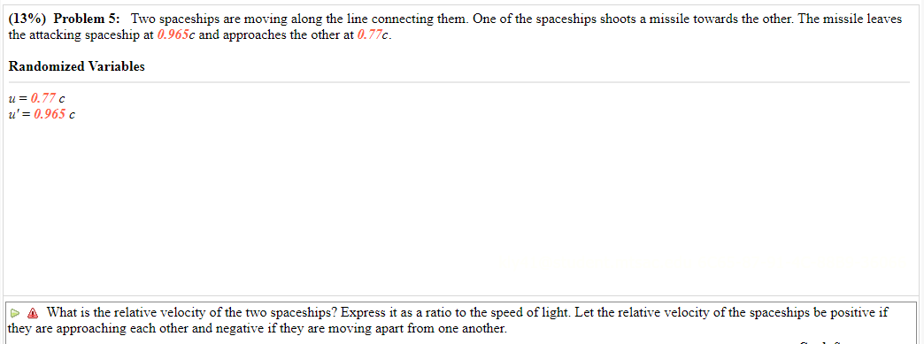 Solved (13\%) Problem 5: Two spaceships are moving along the | Chegg.com