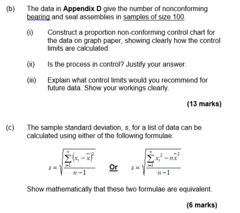 Solved (b) ﻿The data in Appendix D give the number of | Chegg.com