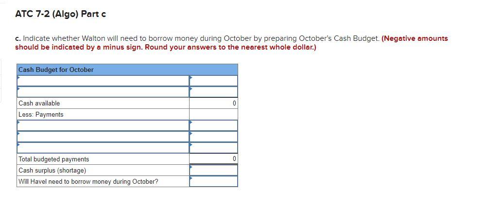 Solved Required information ATC 7-2 (Algo) Group Assignment | Chegg.com