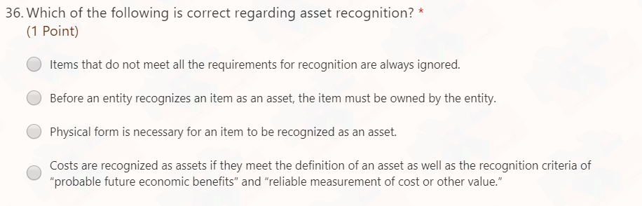 Solved 36. Which of the following is correct regarding asset | Chegg.com