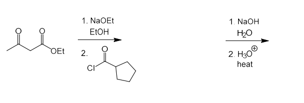 Solved 1. NaOET EtOH 1. NaOH H20 OEt 2. H30 heat | Chegg.com