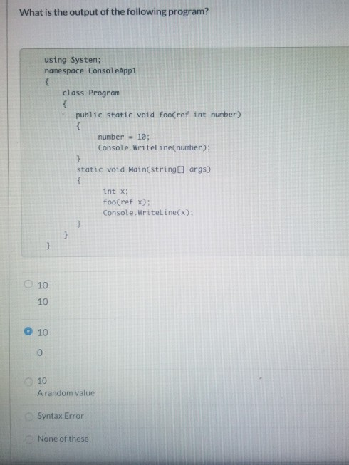 Solved What is the output of the following program? using | Chegg.com