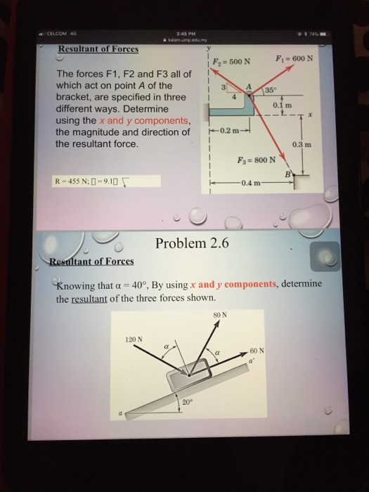 Solved 3:45 PM @3 74% Resultant of Forces F2-500 N FI 600 N | Chegg.com