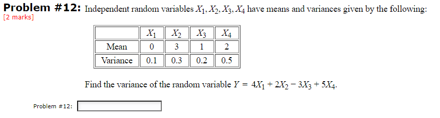 Solved Problem #12: Independent random variables X1, X2, X3, | Chegg.com
