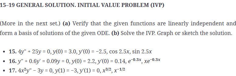 Solved 15 19 General Solution Initial Value Problem Ivp 